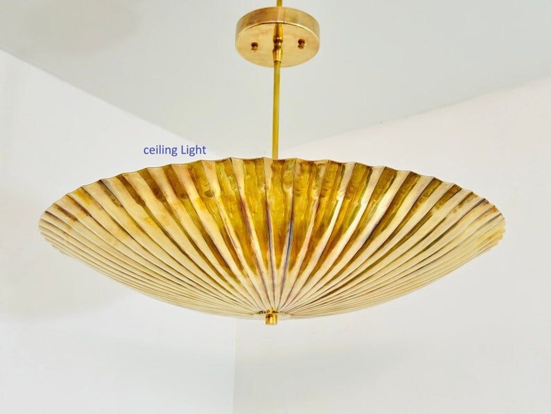 Mid Century Spikes Ceiling Brass Flush Mount Fixture Pendant 6 Light ...