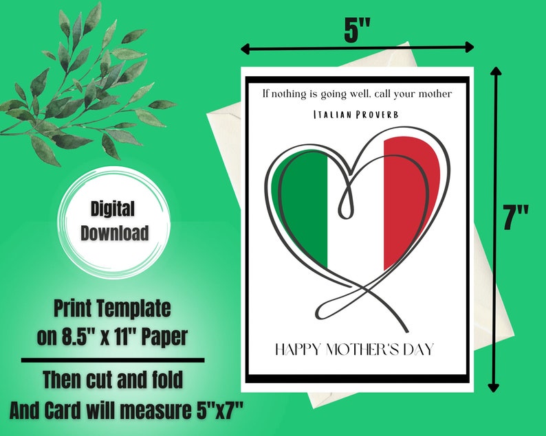 Italian Mothers Day Card Printable Mom Gift Italian Digital - Etsy