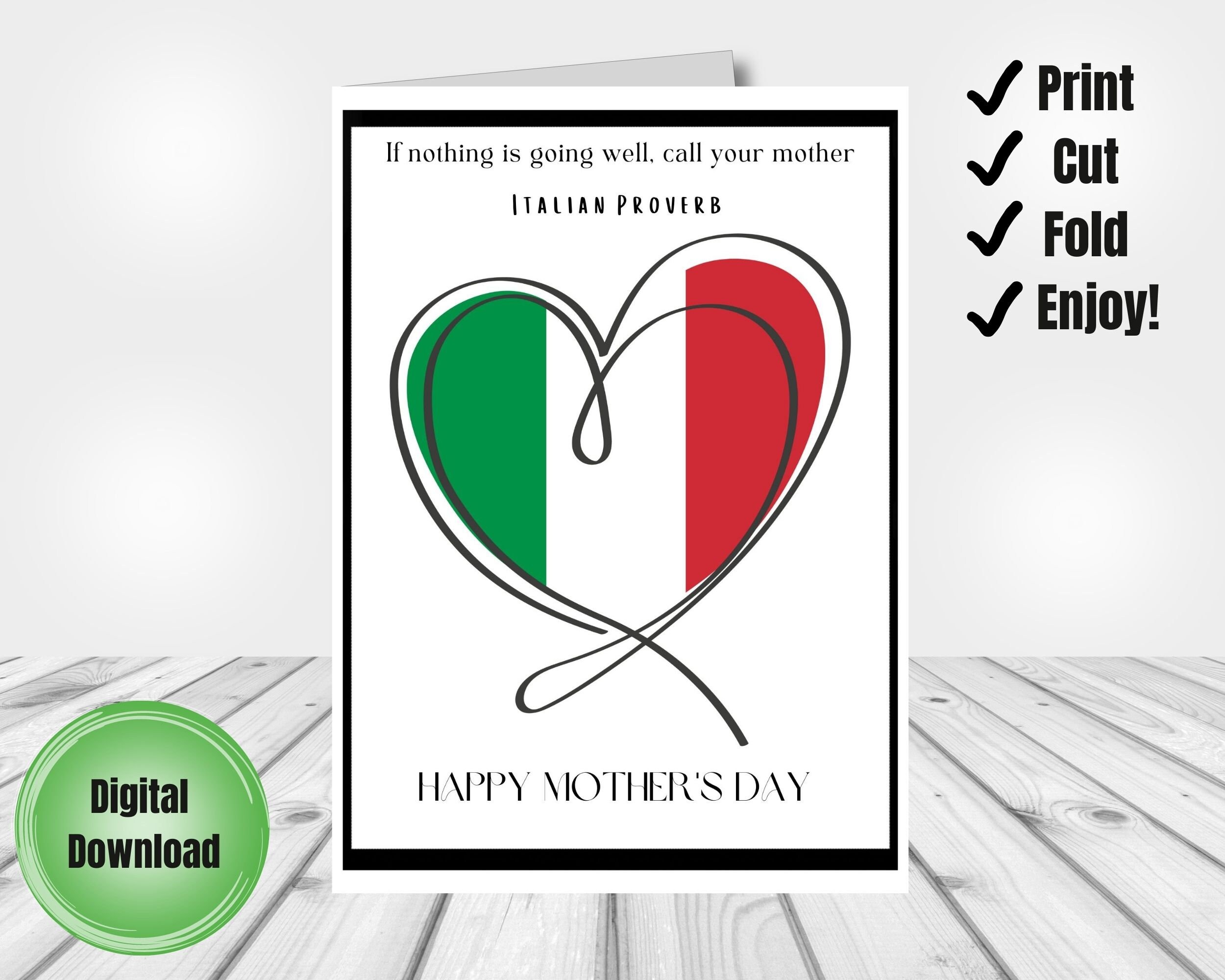 Italian Mothers Day Card Printable Mom Gift Italian Digital Card ...