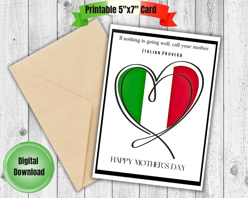 Italian Mothers Day Card Printable Mom Gift Italian Digital - Etsy