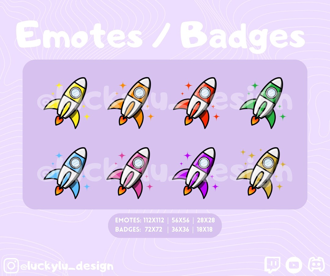 Twitch Emotes and Badges Rocket Discord Youtube for Stream - Etsy