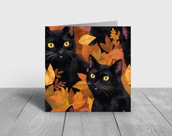 Blank Greeting Card // Black Cat // Black Cat Art // Stationery ...