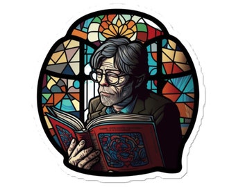 Stephen King and His Cat Sticker, Famous Writer Stickers - Etsy