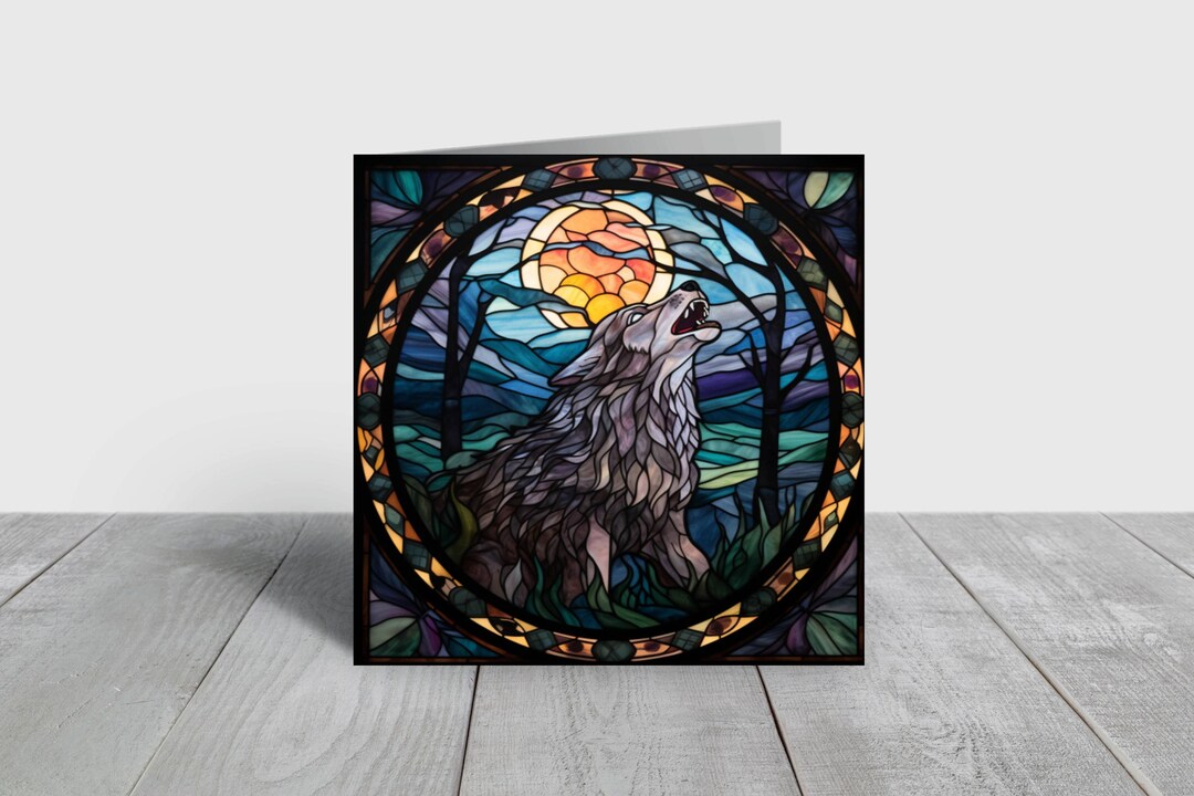 Howling Wolf Greetings Card - Etsy