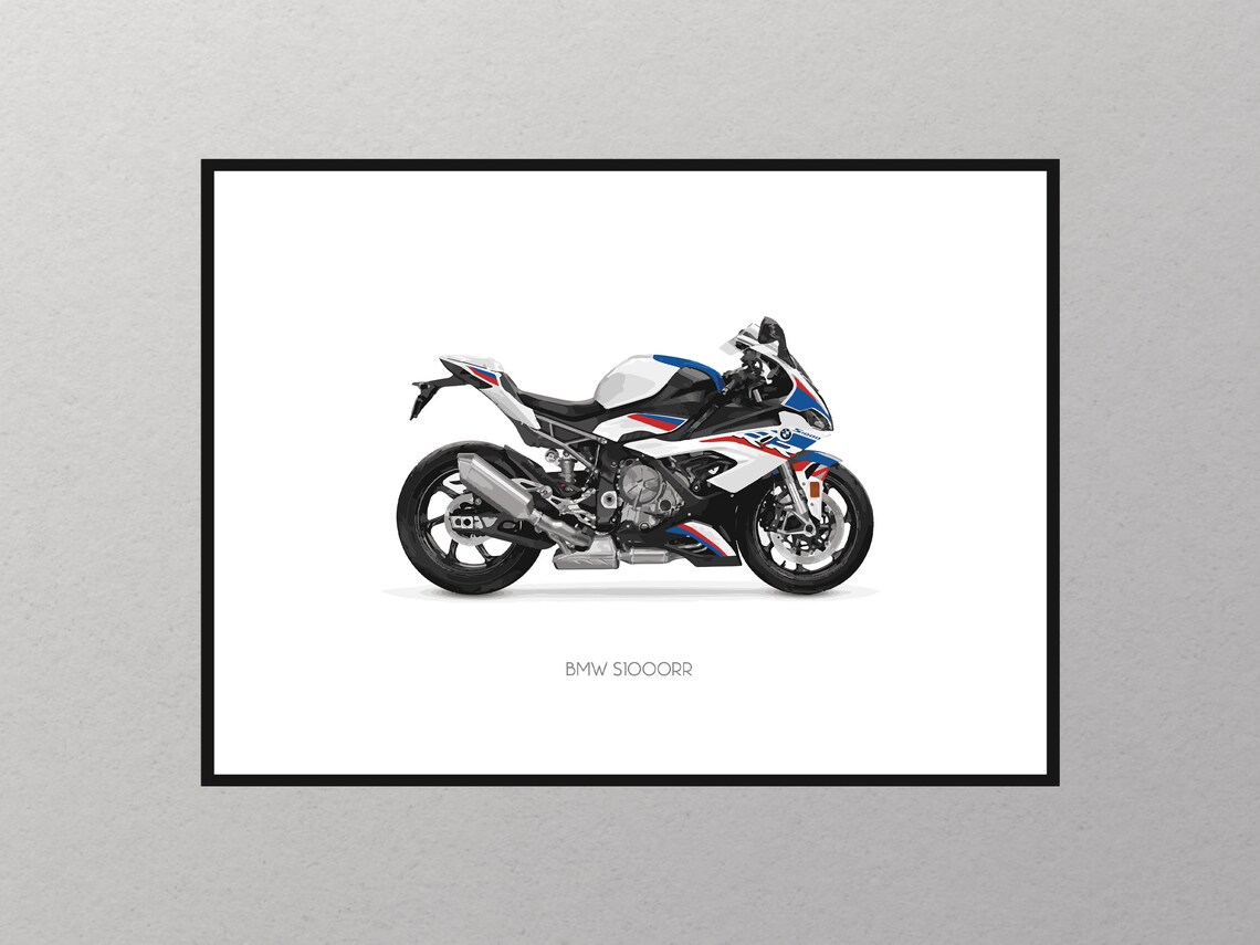 BMW S1000RR Poster Digital Motorcycle Illustration Wall Art Printable ...