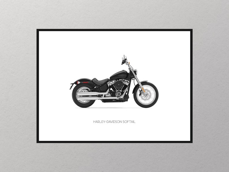 HARLEY DAVIDSON SOFTAIL Poster Digital Motorcycle Illustration Wall Art ...