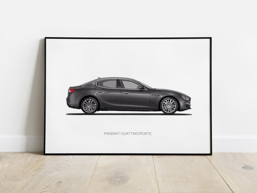 MASERATI QUATTROPORTE Poster Car Digital Illustration Wall Art ...