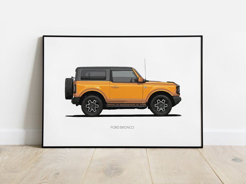 FORD BRONCO Poster Car Digital Illustration Wall Art Printable ...
