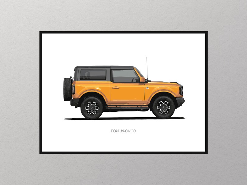 FORD BRONCO Poster Car Digital Illustration Wall Art Printable ...