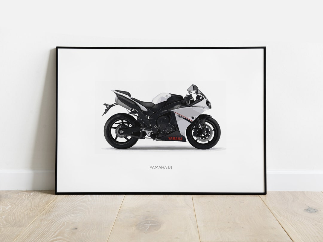 YAMAHA R1 2014 Poster Digital Motorcycle Illustration Wall Art ...