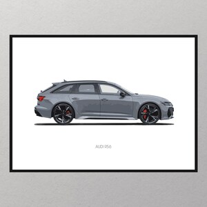 AUDI RS6 Poster Car Digital Illustration Wall Art Printable Automotive ...