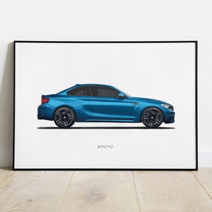 BMW M2 Poster Car Digital Illustration Wall Art Printable Automotive Art - Etsy