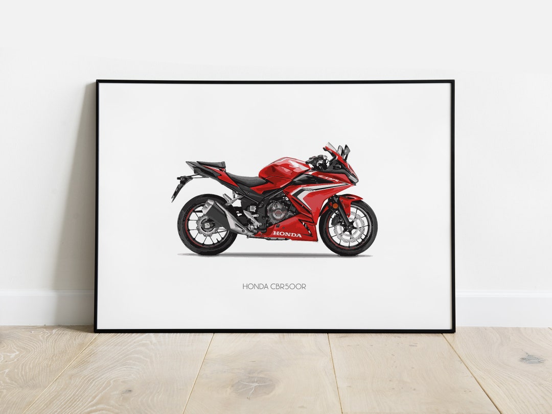 HONDA CBR500R Poster Digital Motorcycle Illustration Wall Art Printable ...