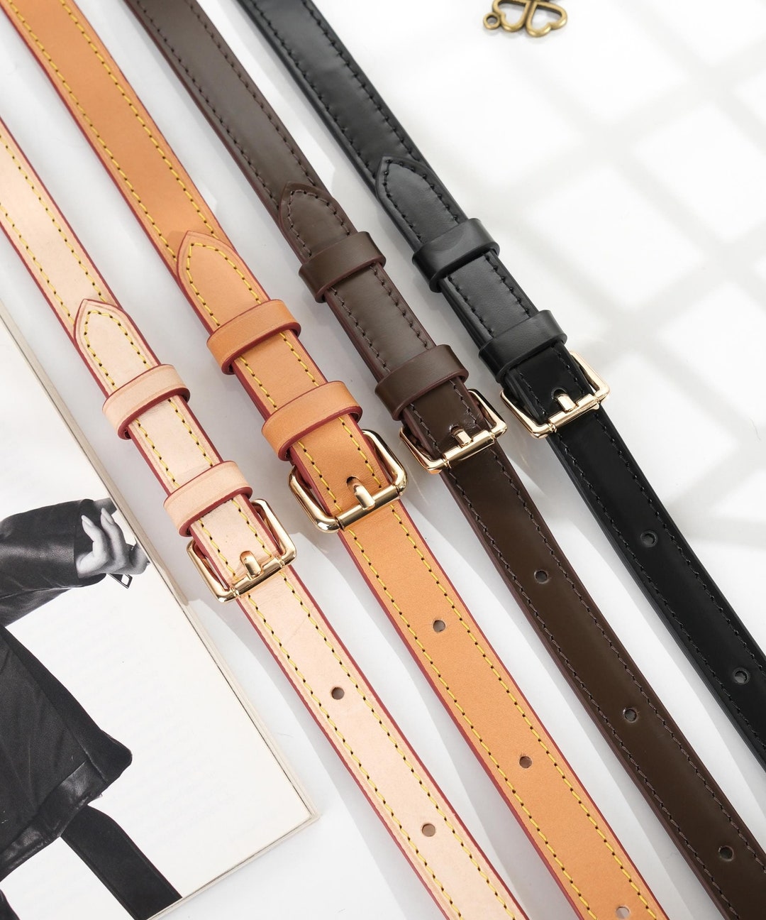 Adjustable Vachetta Leather Strap for Crossbody & Shoulder Bags ...