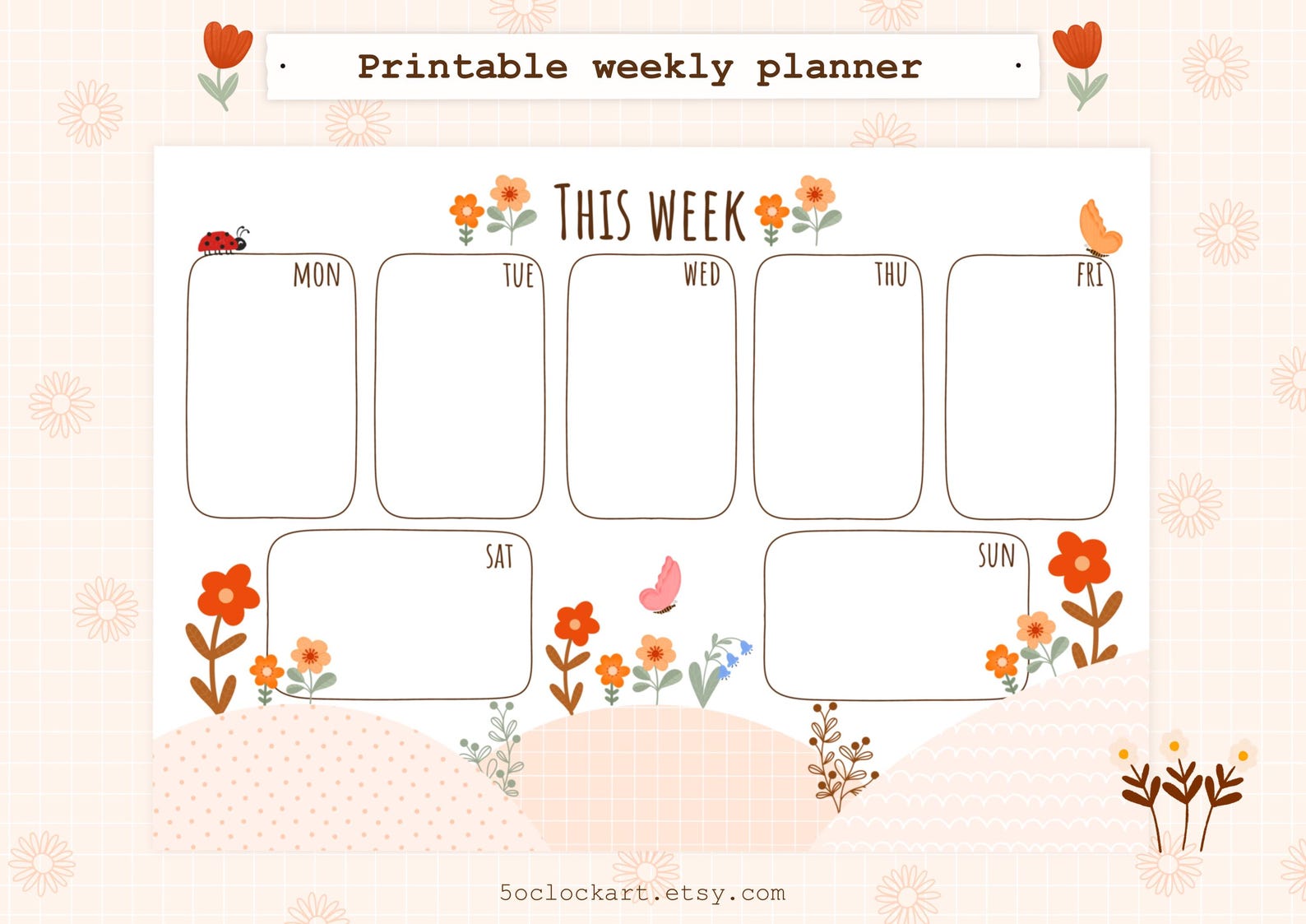 Cottagecore Weekly Planner Printable | Floral Doodles (digital Download ...