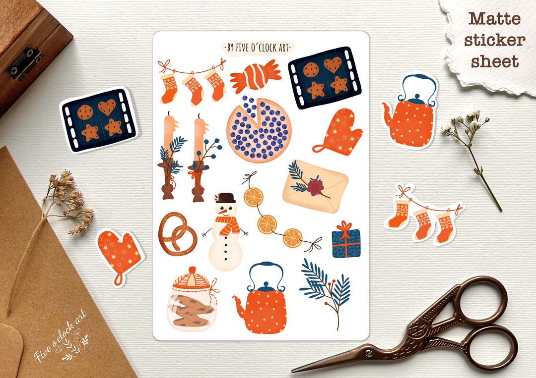 Cozy Winter Matte Sticker Sheet | Holiday Planner Stickers - Etsy