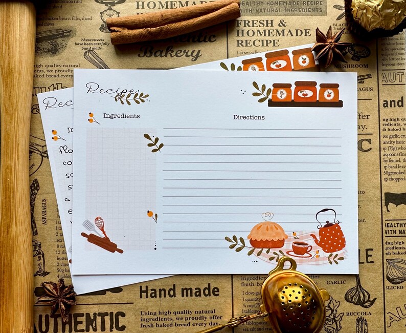 Cottagecore Recipe Card Printable | Double Sided (PDF) - Etsy