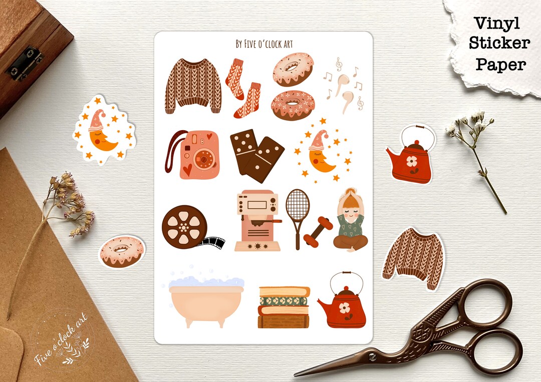 Cozy Self-care Sticker Sheet Self Care Moody Stickers Planner Stickers ...