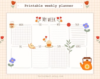 Cottagecore Weekly Planner | Cute Doodles, Printable PDF - Etsy