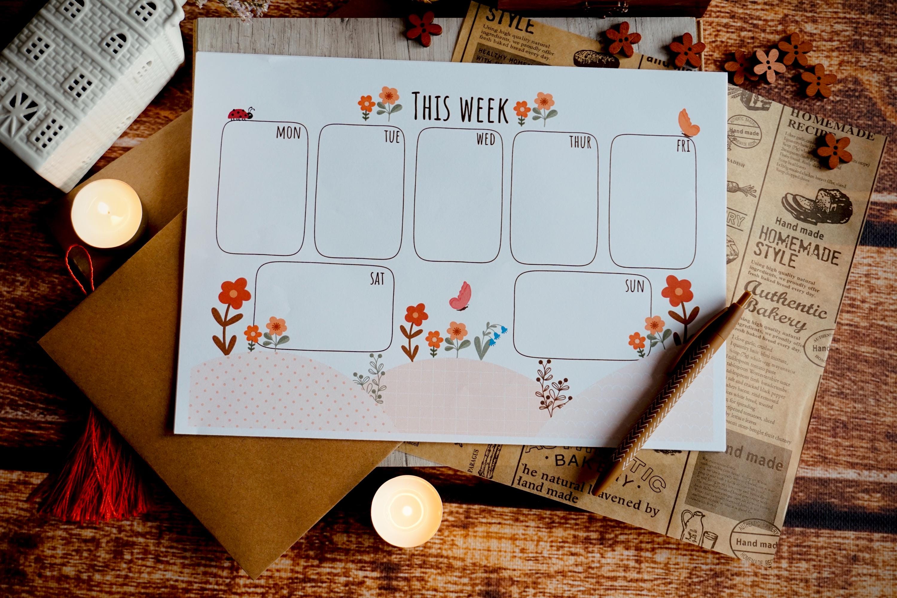 Cottagecore Weekly Planner Printable | Floral Doodles (digital Download ...