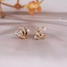 Stylish Curvy Diamond Stud Earrings, 14K Yellow Gold Diamond Stud ...