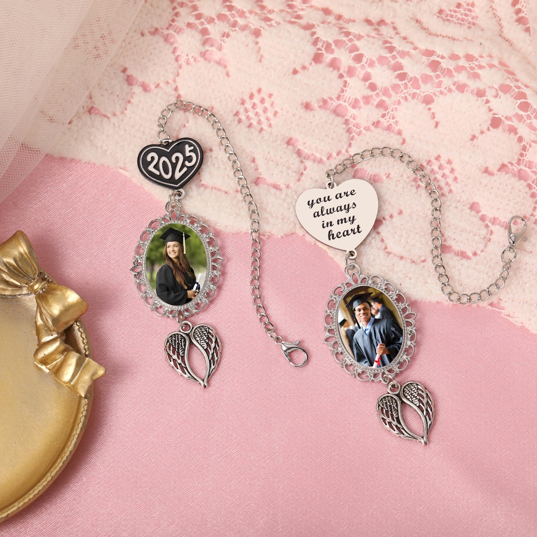 Personalized Graduation Tassel Photo Charm With Angel Wings,2025 ...
