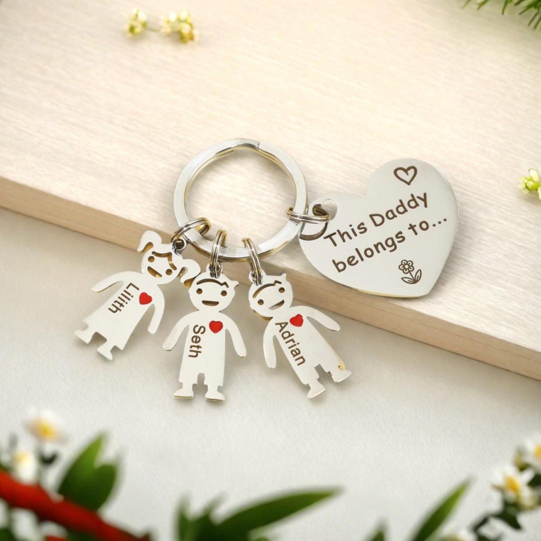 This Daddy Belongs To...keychain,family Keyring,custom Kids Name ...