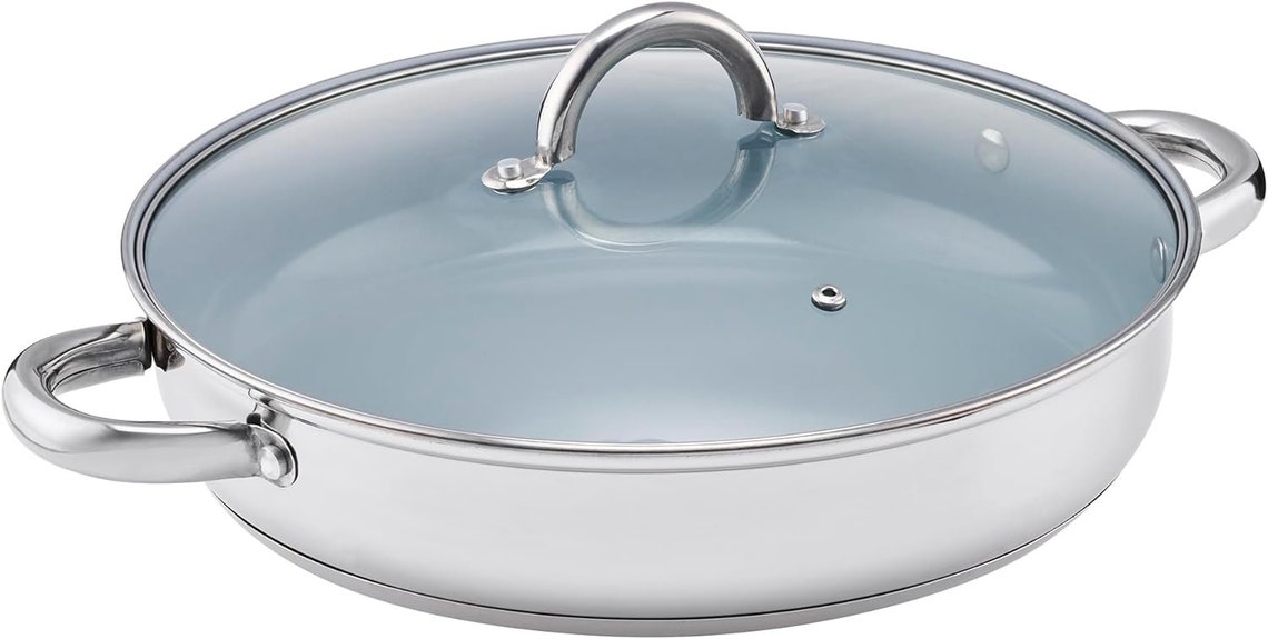 Cooks Professional 30cm Saute Cooking Pan With Lid Ceramic Non-stick ...