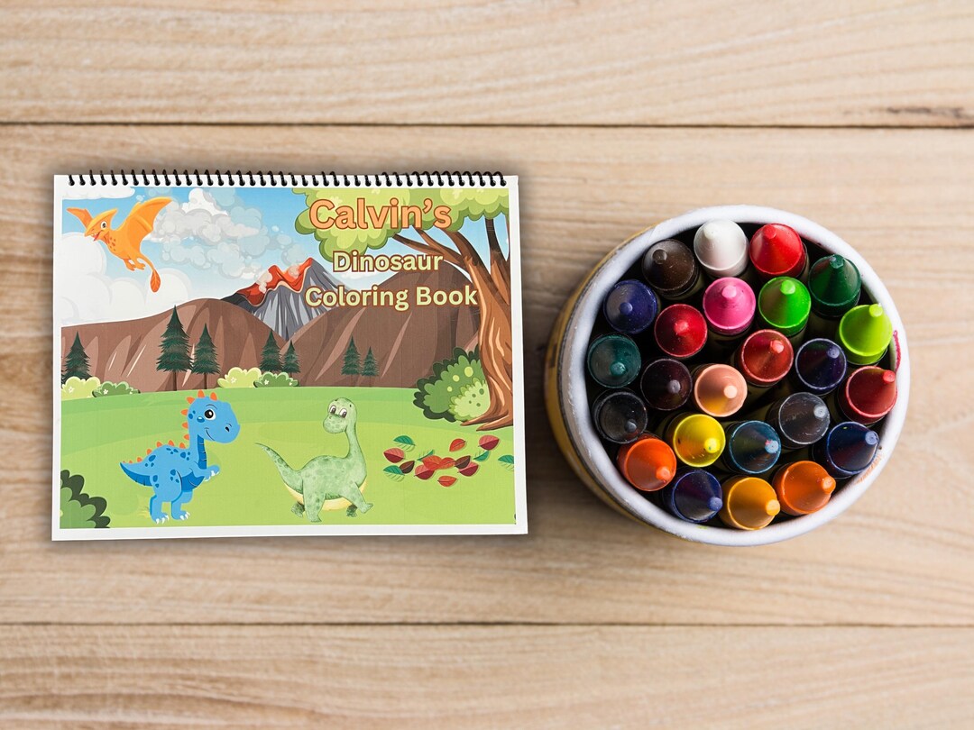 Personalized Kids Dino Coloring Book / Children’s Color Book ...