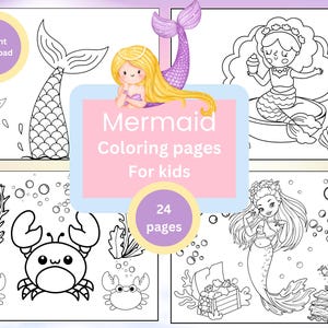 Magical Mermaid Coloring Pages Instant Download PDF Printable Coloring ...