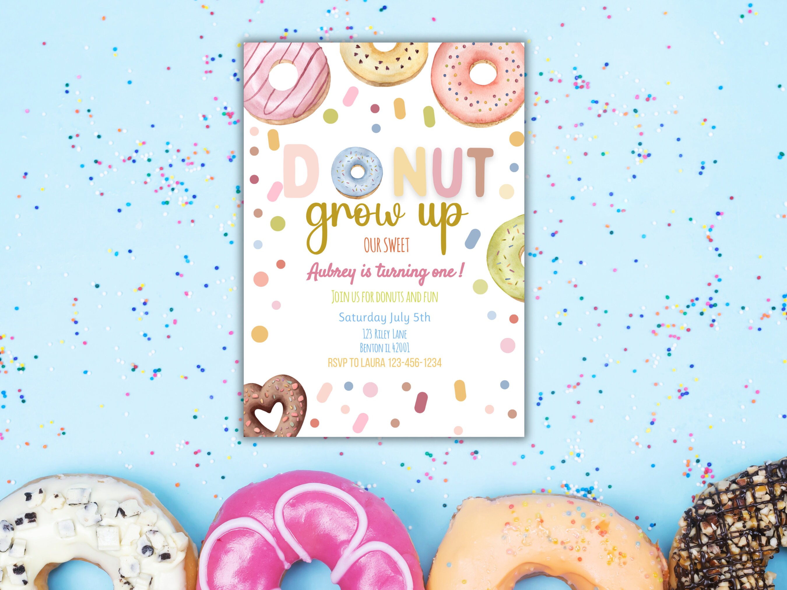 Donut Birthday Invitation Donut Editable Template Donut Grow up ...