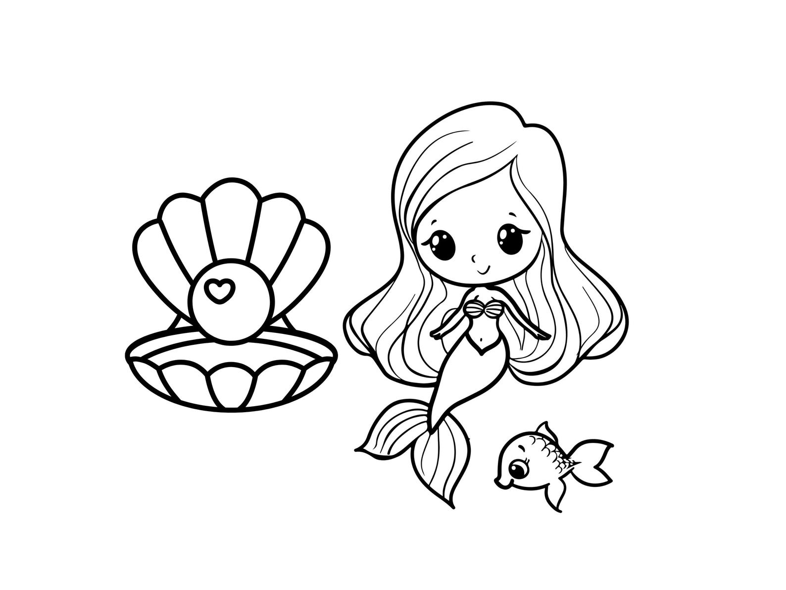 Magical Mermaid Coloring Pages Instant Download PDF Printable Coloring ...