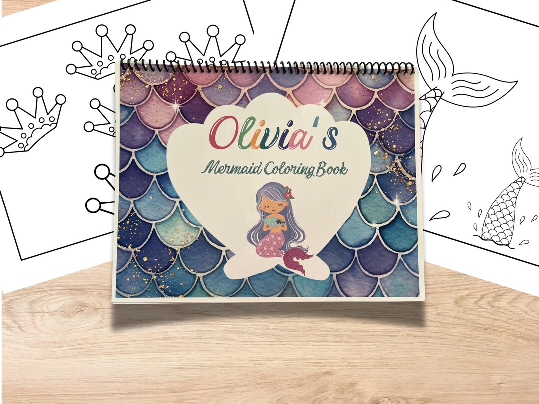 Kids' Personalized Mermaid Coloring Book Choose Cover - Custom Name ...