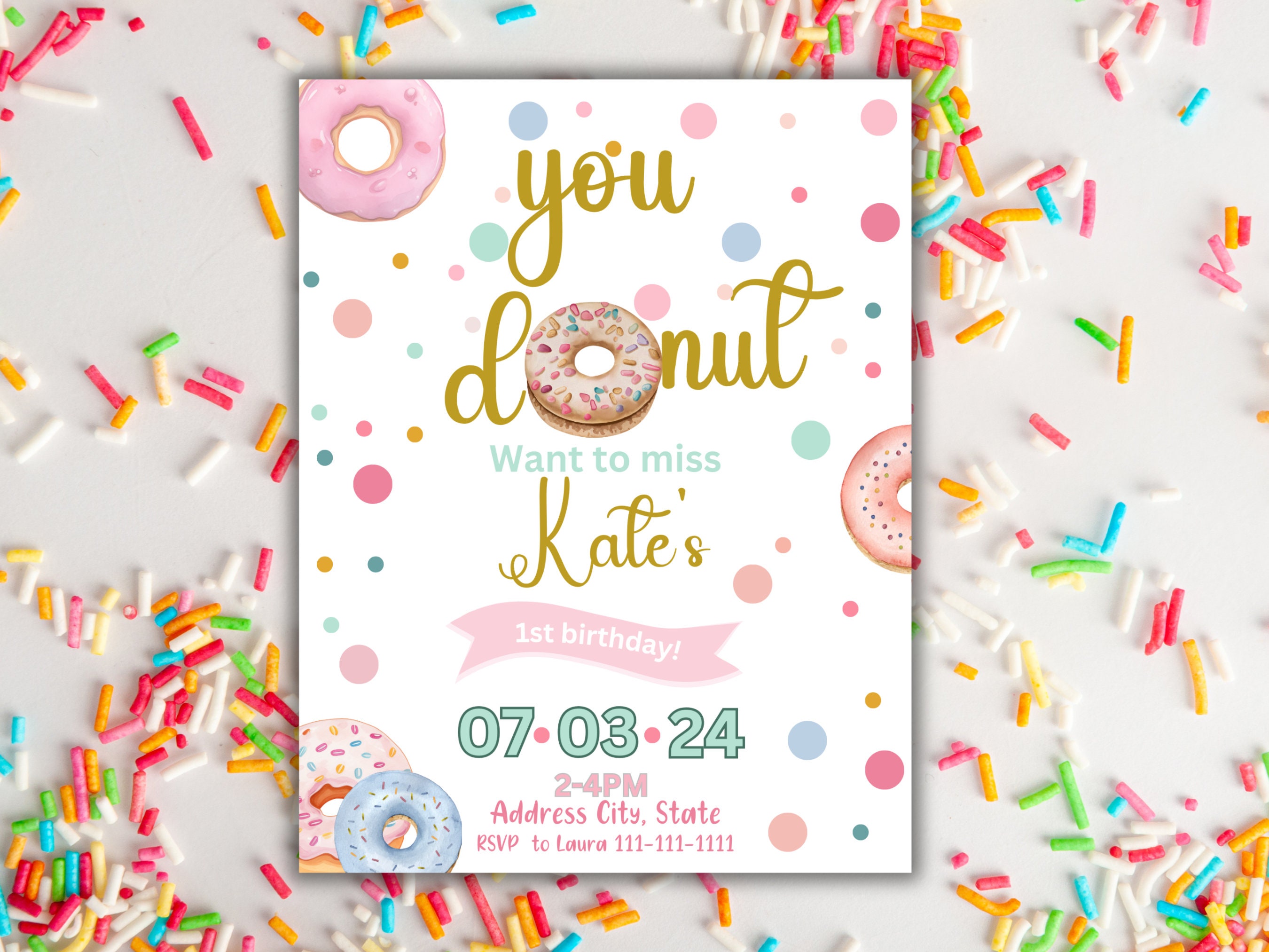 Editable Donut Birthday Party Invitation Printable Donut Miss the Fun ...