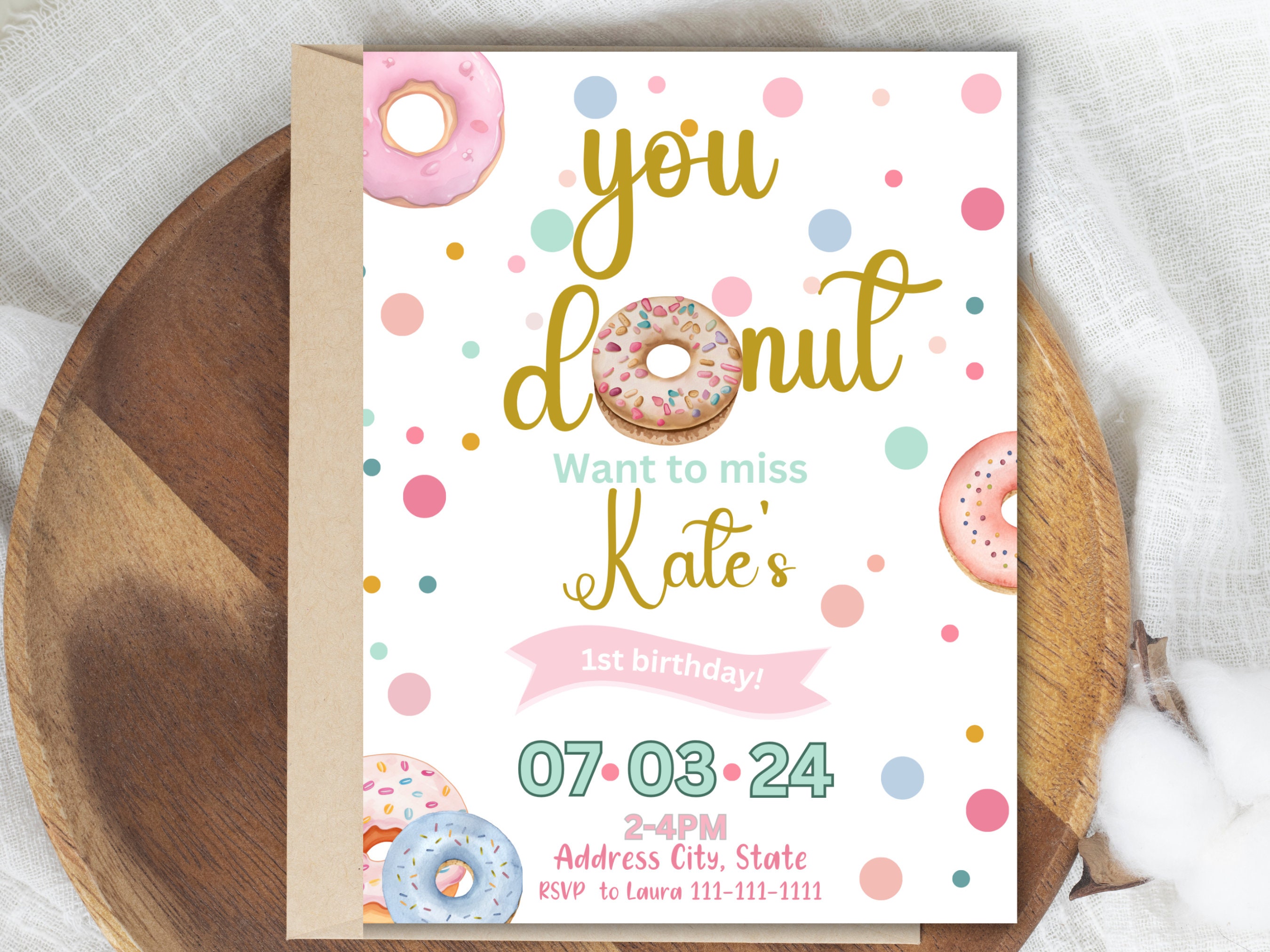 Editable Donut Birthday Party Invitation Printable Donut Miss the Fun ...