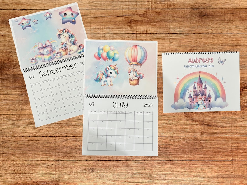Personalized Kids Unicorn Calendar 2025 / Girls Wall Calendar ...