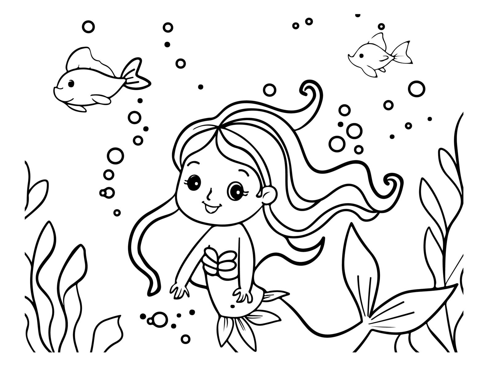 Magical Mermaid Coloring Pages Instant Download PDF Printable Coloring ...