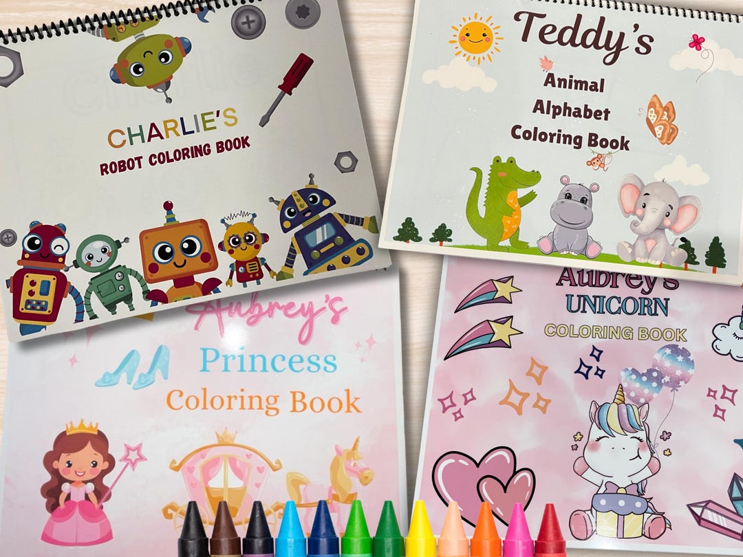 Personalized Coloring Book Bundle: Custom Name, Choose Any 2 Themes - Etsy