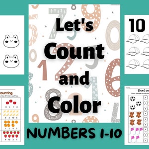 Preschool - Kindergarten Activity Worksheet Packet| Count and Color 1 ...