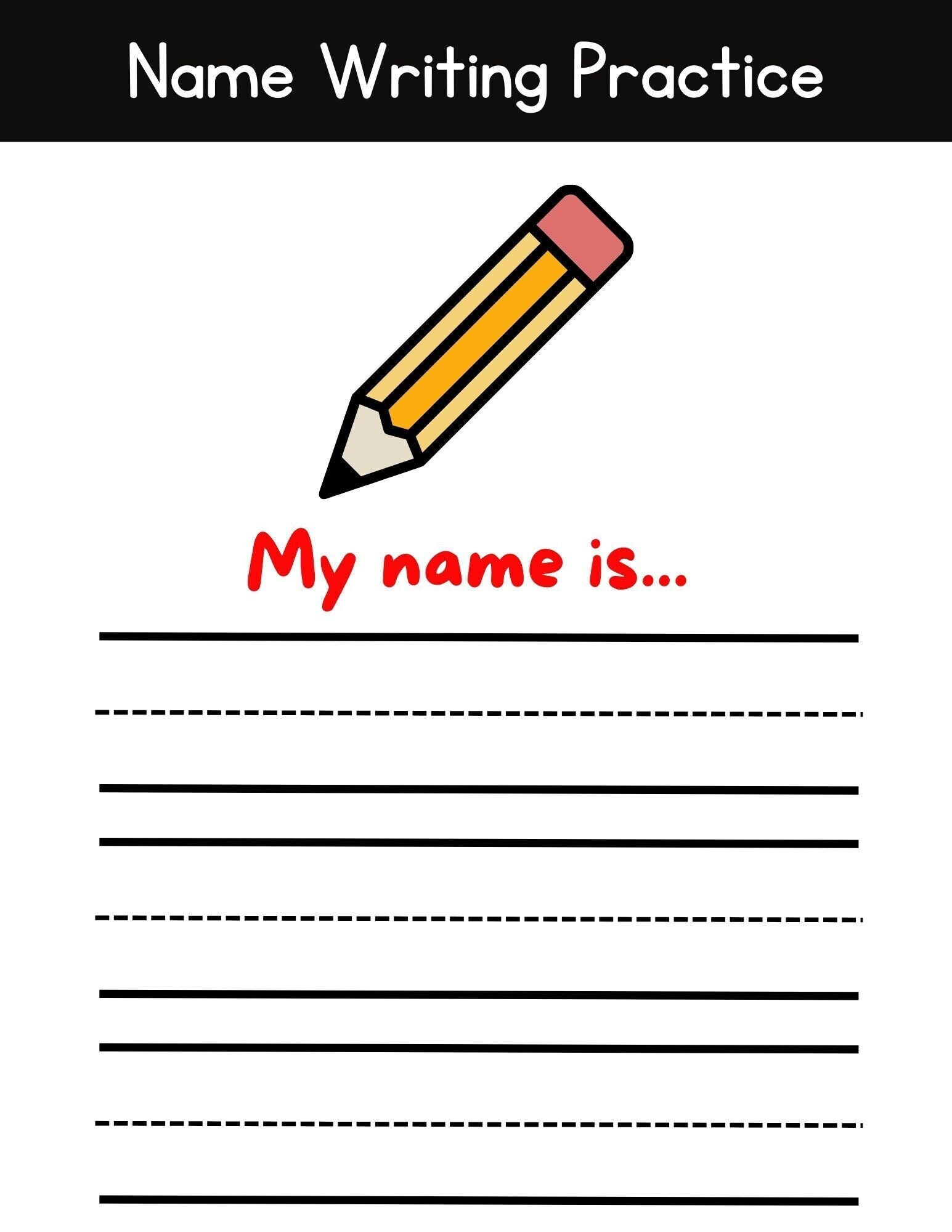 Printable Toddler Worksheet | Name Writing Practice for Kids Printable ...