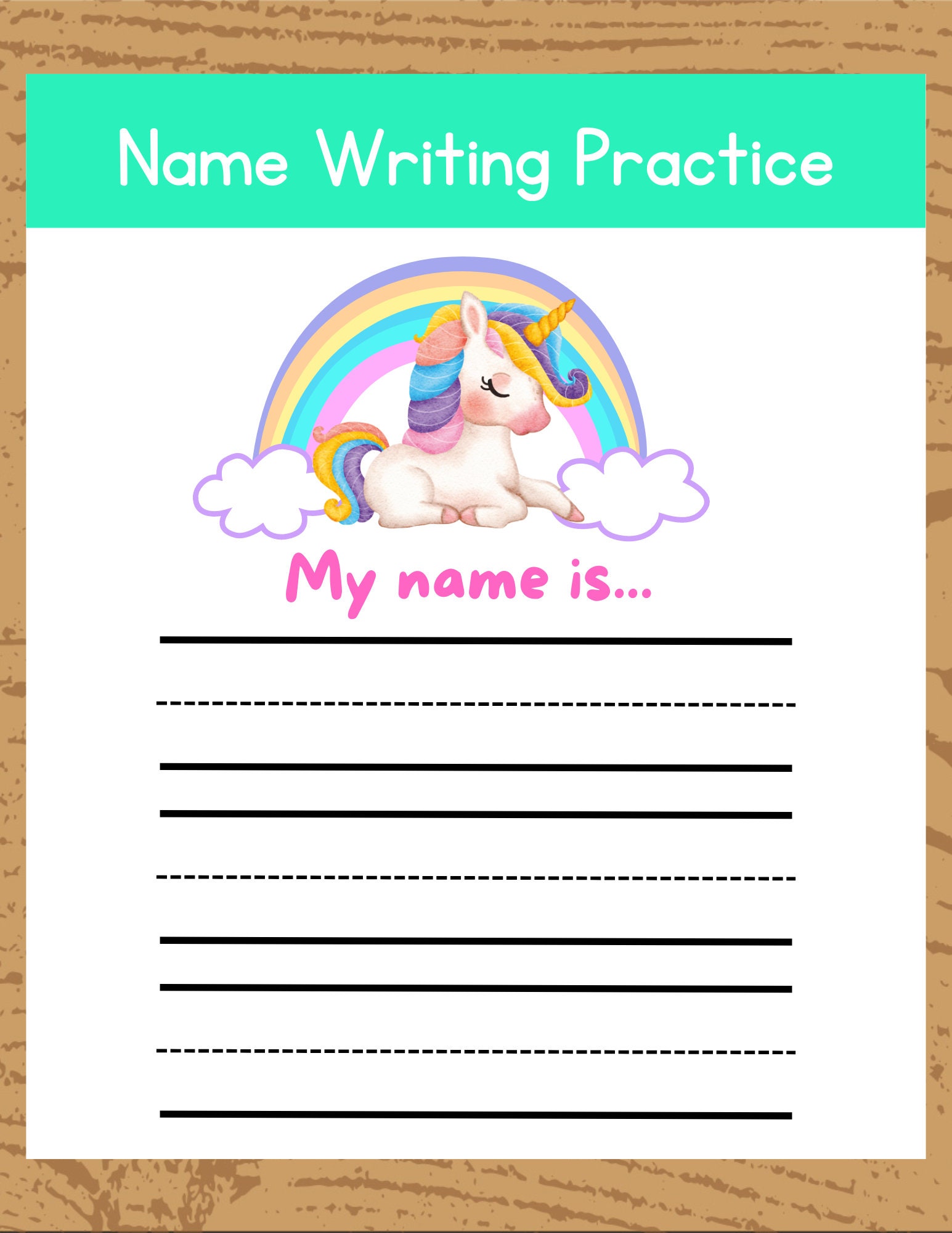 Printable Toddler Worksheet | Name Writing Practice for Kids Printable ...