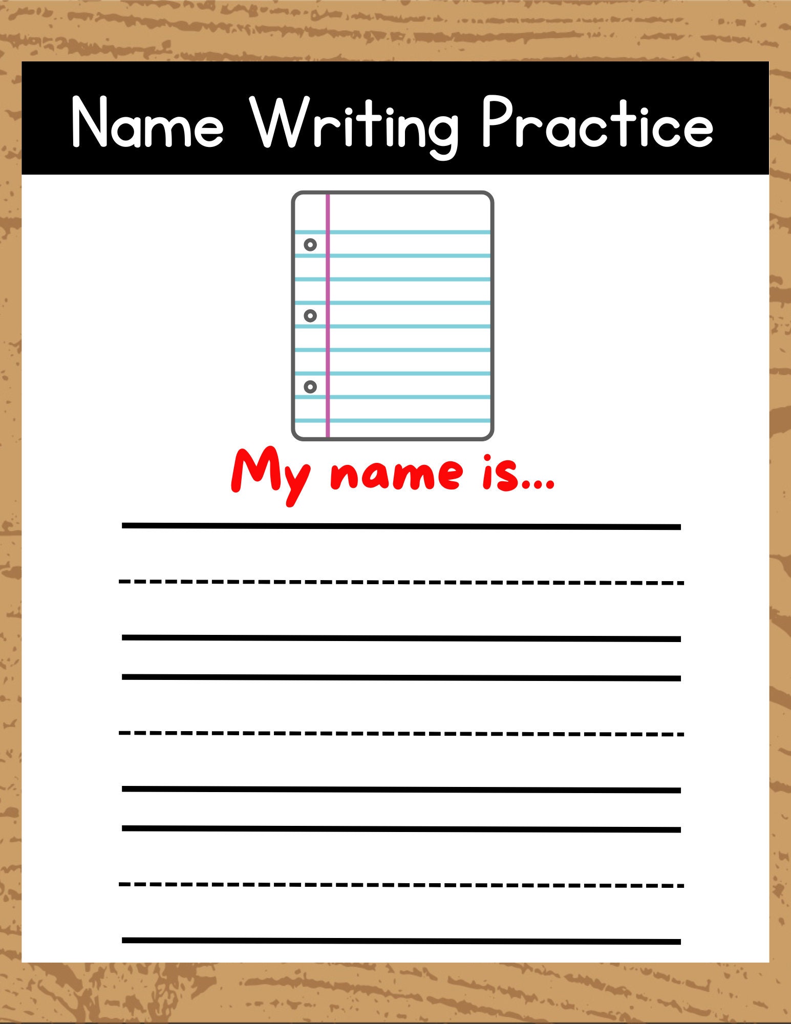 Printable Toddler Worksheet | Name Writing Practice for Kids Printable ...