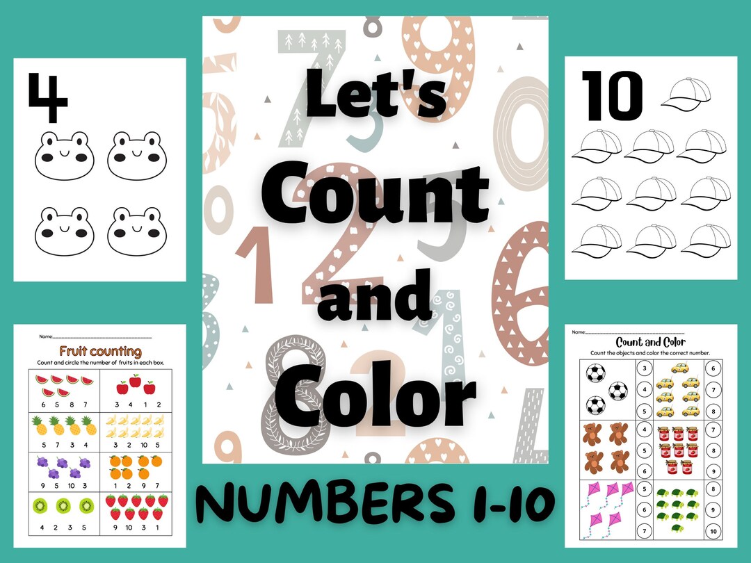 Preschool - Kindergarten Activity Worksheet Packet| Count and Color 1 ...