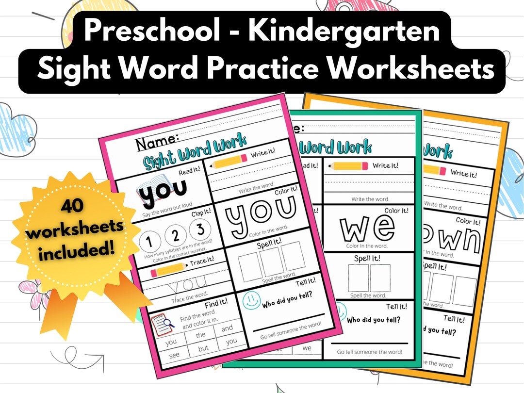 Preschool Sight Word Worksheets | Kindergarten Sight Word Worksheets ...