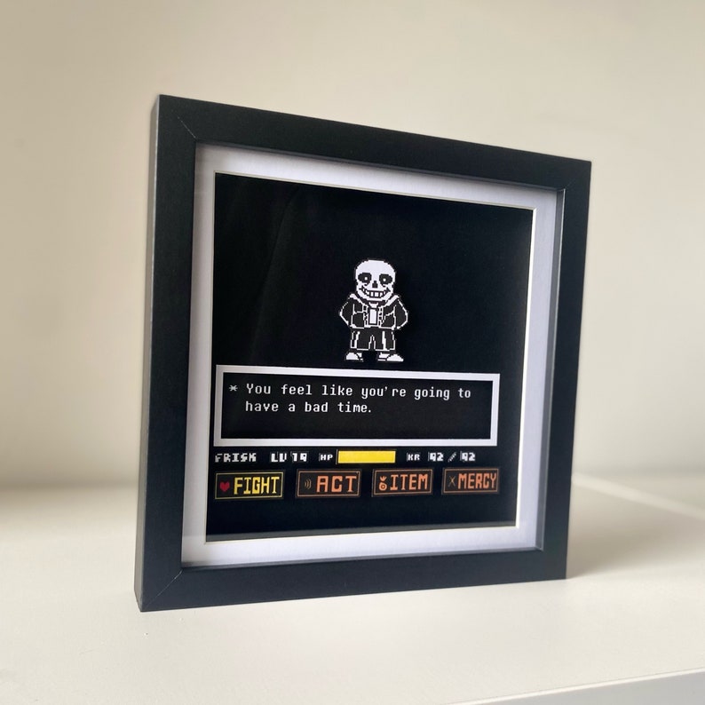 Sans Boss Fight Undertale, Shadow Box, Personalised, 3D Pixel Art ...