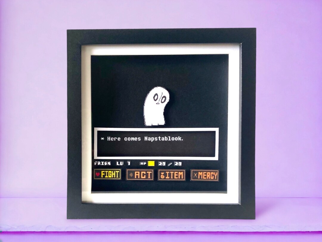 Napstablook Fight Undertale, Shadow Box, Personalised, 3D Pixel Art ...