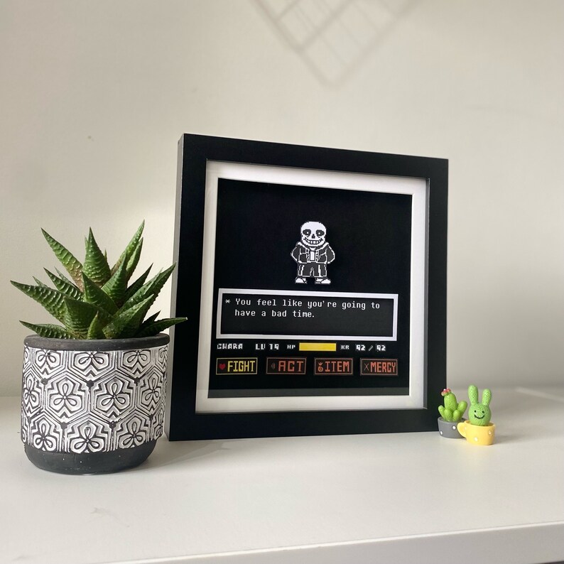 Sans Boss Fight Undertale, Shadow Box, Personalised, 3D Pixel Art ...
