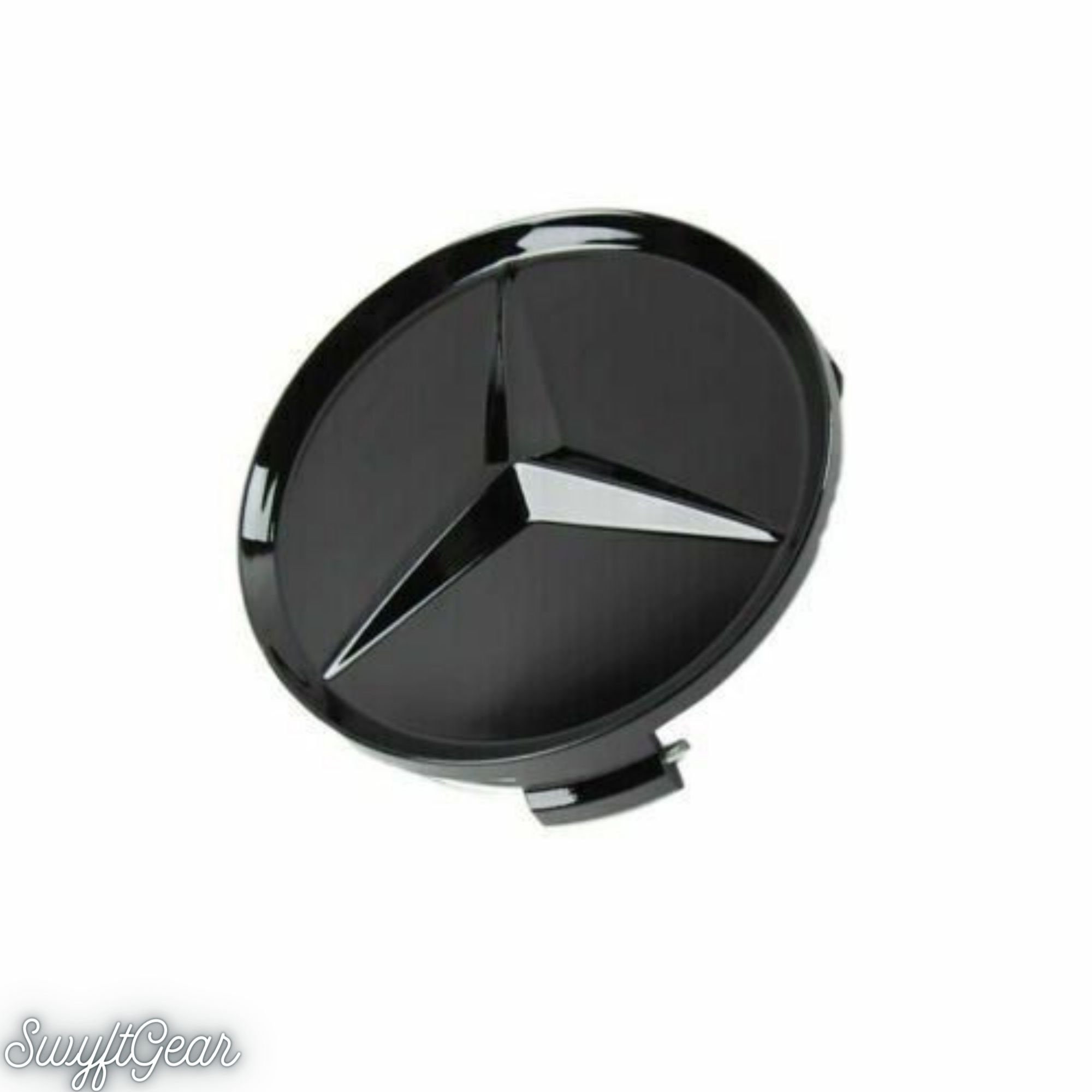 Set of 4 Logo Mercedes Emblem Rim Hub Covers 75 Mm Black Logo Emblem ...