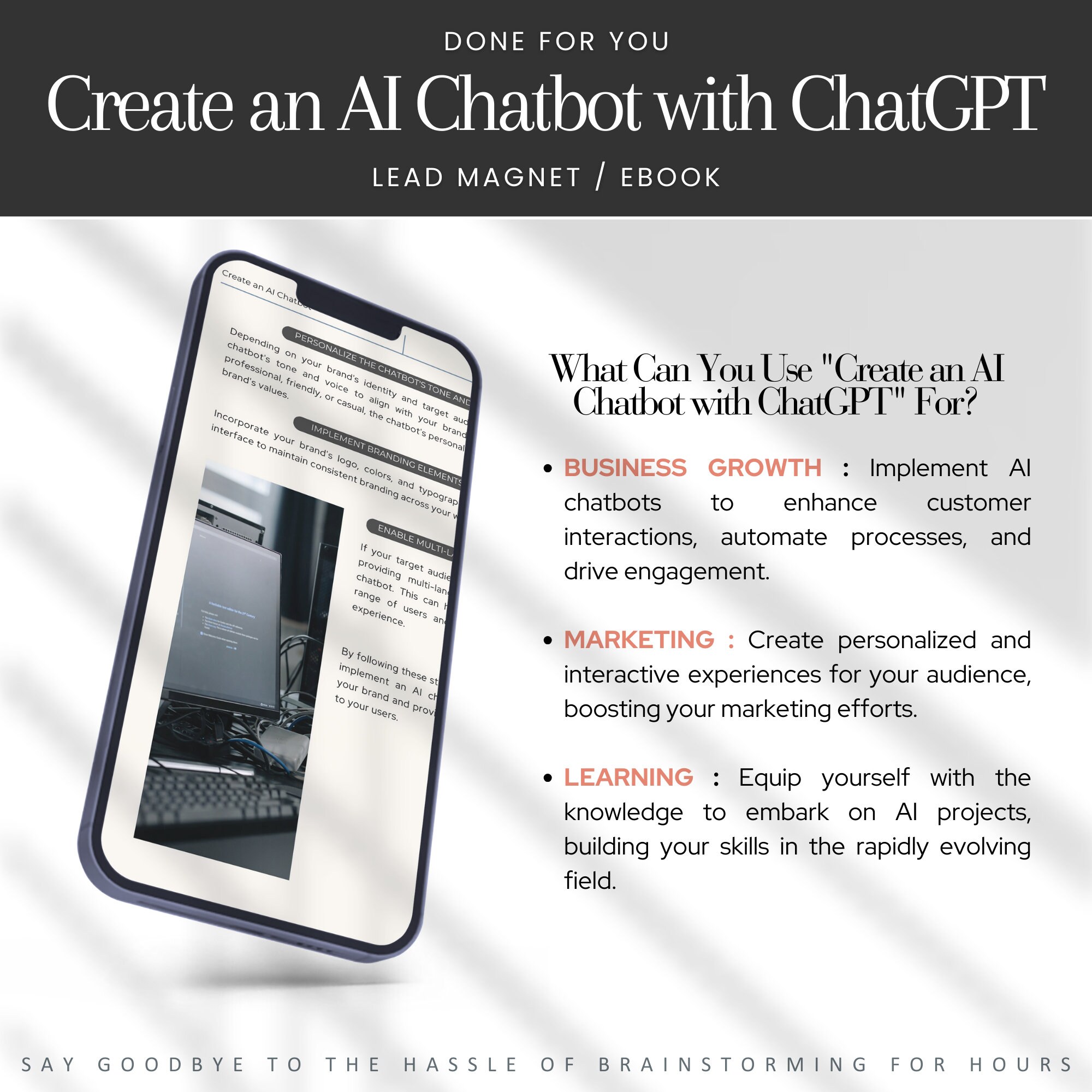 How to Create AI Chatbot Using Chatgpt Done for You Ebook Leverage ...