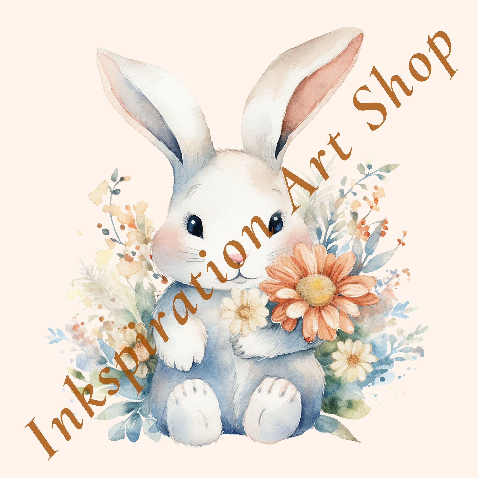 Spring Bunnies Clipart Flowers Clipart Children Clipart - Etsy